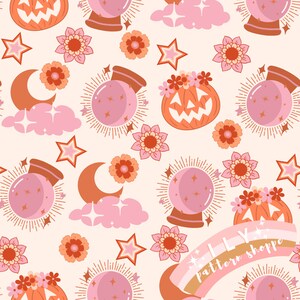 Retro Pumpkin Halloween Seamless File, Fabric Seamless Design File ...