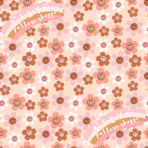 Smiley Face Daisy Retro Seamless File, Fabric Seamless Design File ...