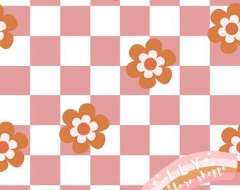 Checkered Daisy Fabric - Etsy