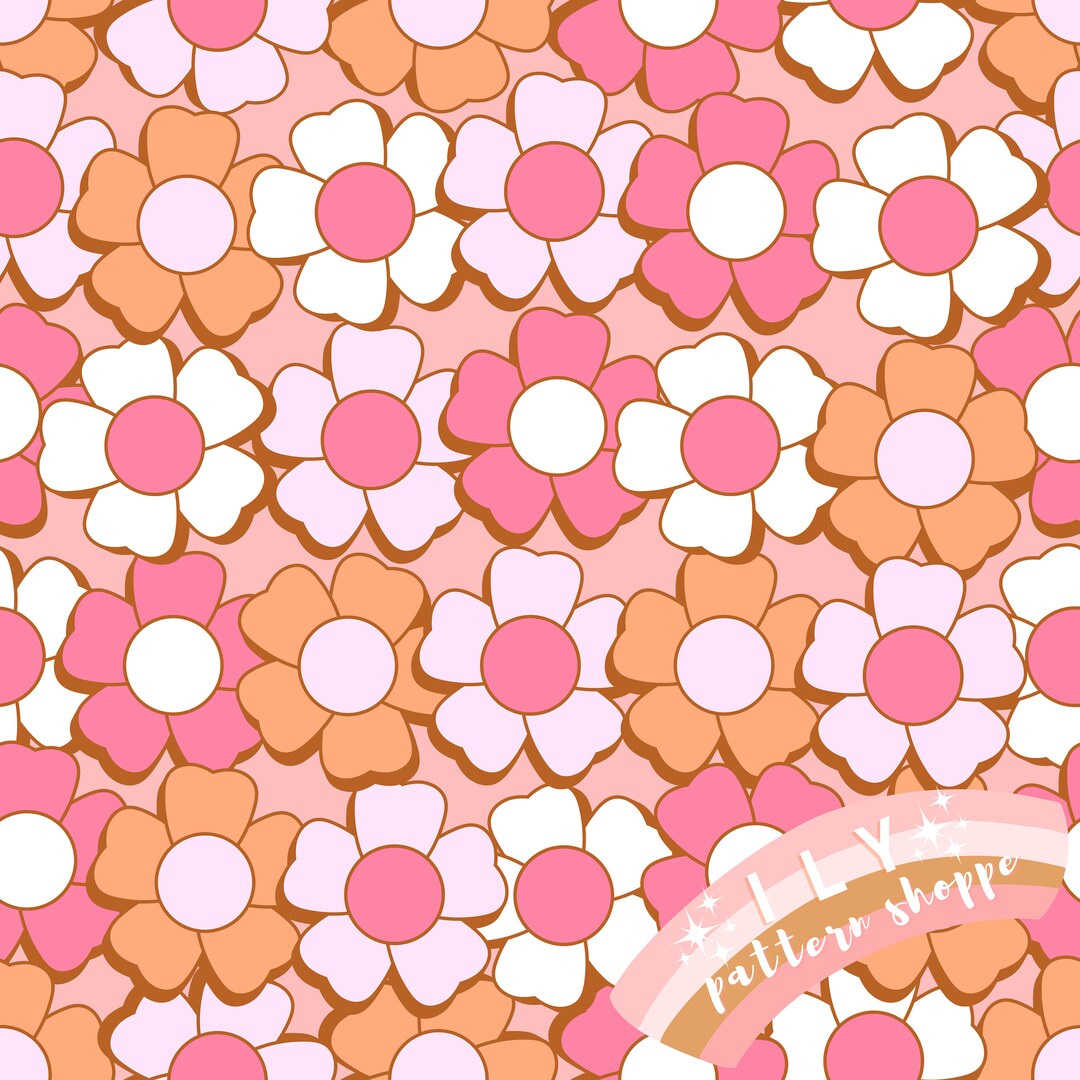 Groovy Flower Seamless File, Fabric Seamless Design File. Spring Flower ...