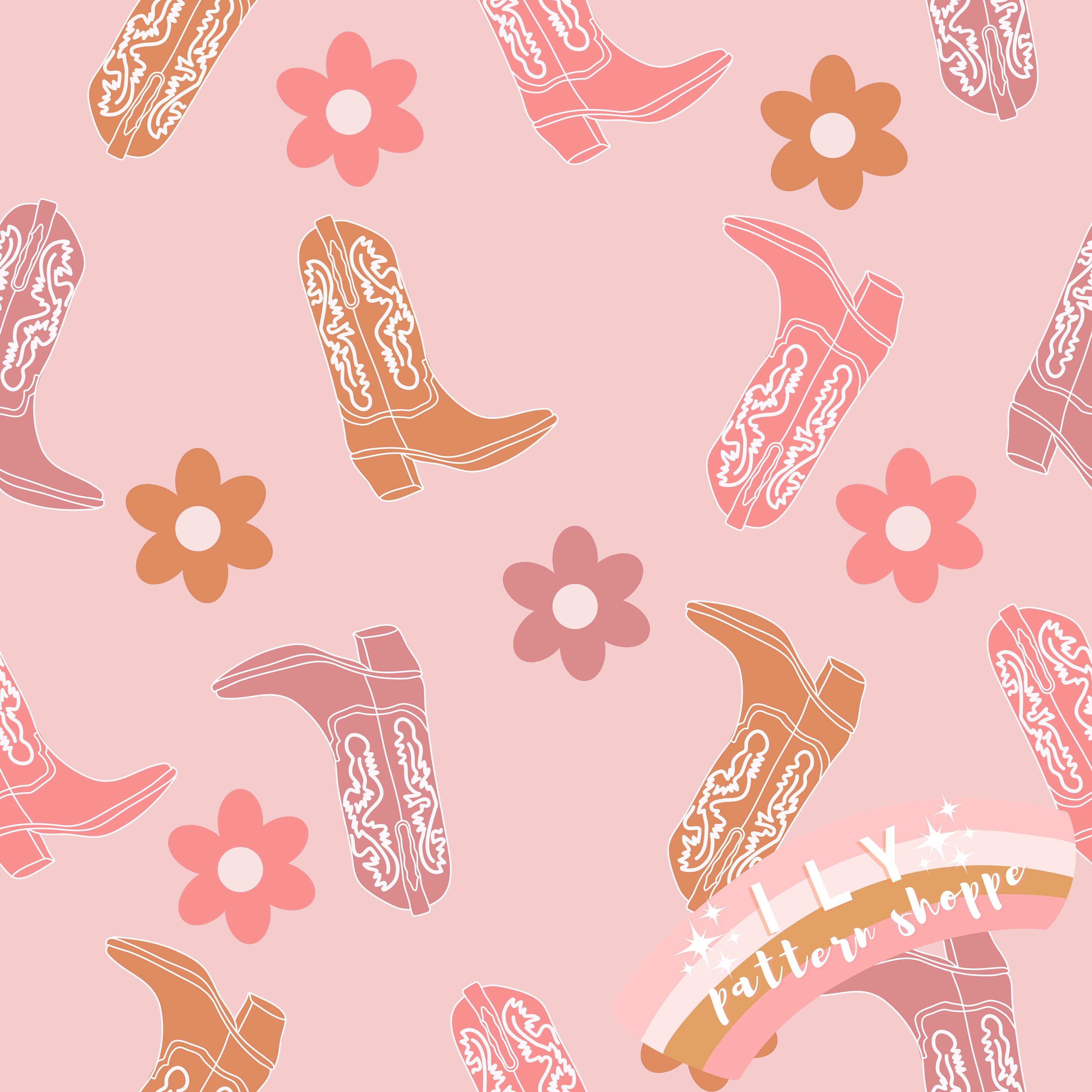 Cowboy Boots Cowgirl Seamless File, Fabric Seamless Design File. Retro ...