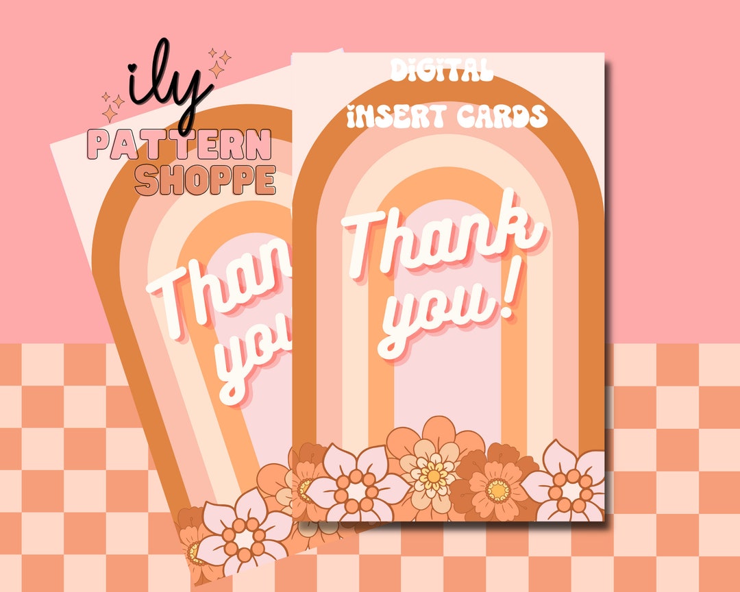 Retro Thank You Insert Cards, Business Thank You Cards, Digital File ...