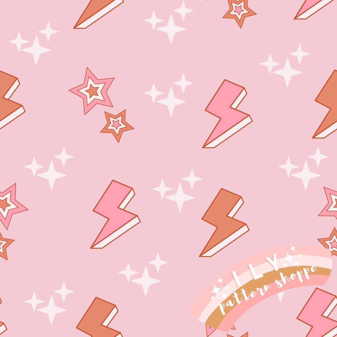 Retro Star Lightning Seamless File, Fabric Seamless Design File. Retro ...