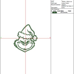 Grinch Face Machine Embroidery Design / the Grinch Embroidery Files ...