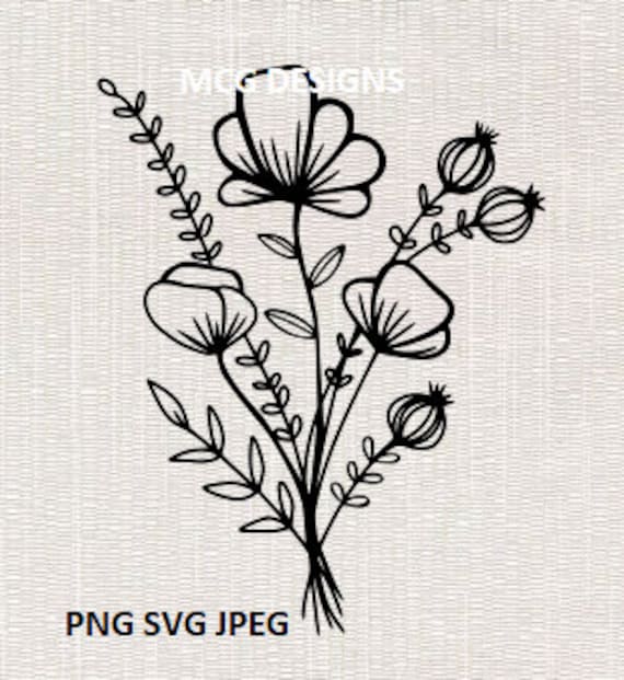 Wildflower Bouquet Svg Png Wildflower Svg Cricut Wild Flower Etsy
