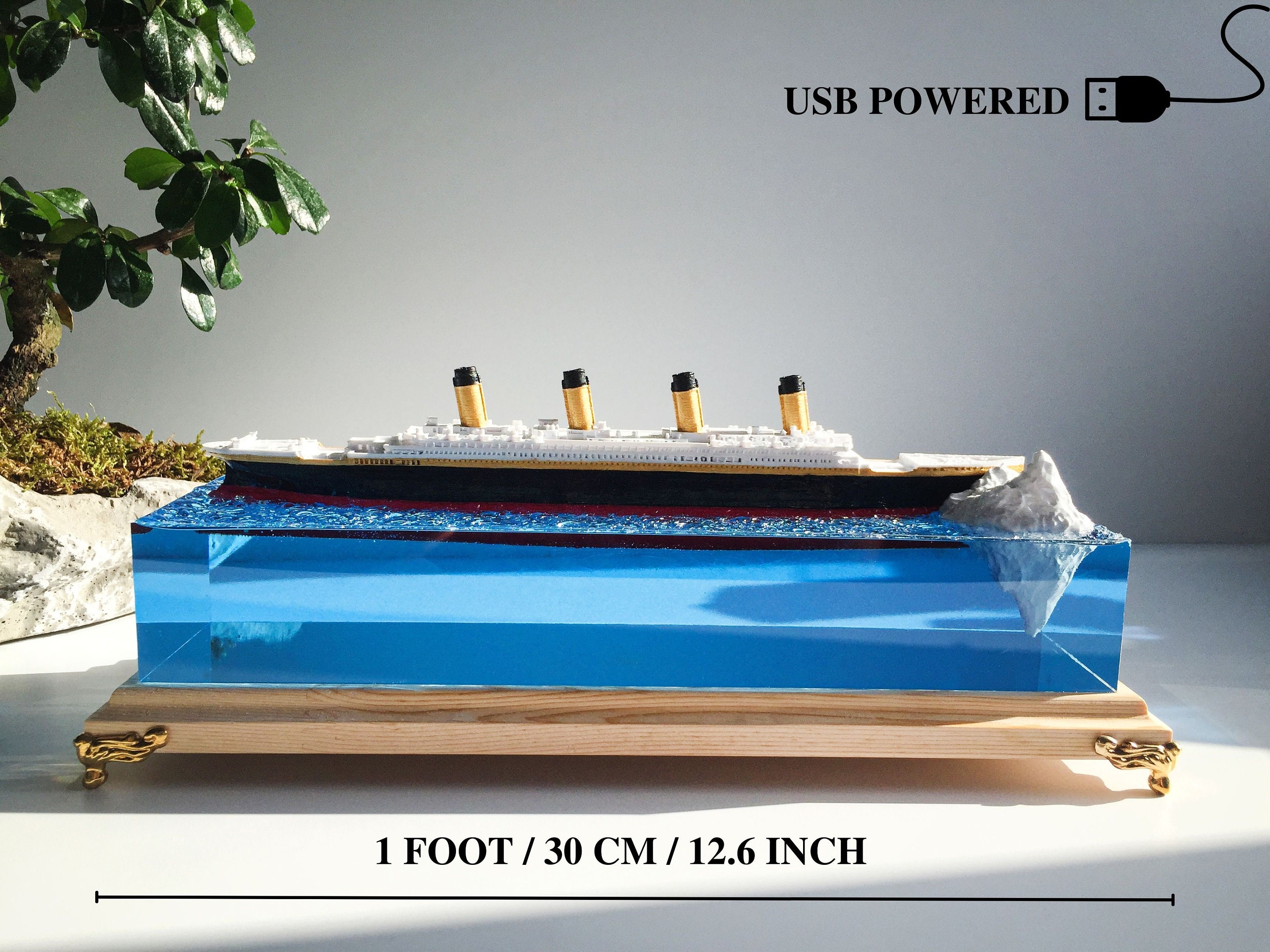 Titanic's Luminous Voyag and Iceberg Epoxy Resin Lamp, Titanic Diorama ...