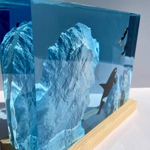 Handmade Orca and Scuba Divers Epoxy Resin Art Night Light, Underwater ...