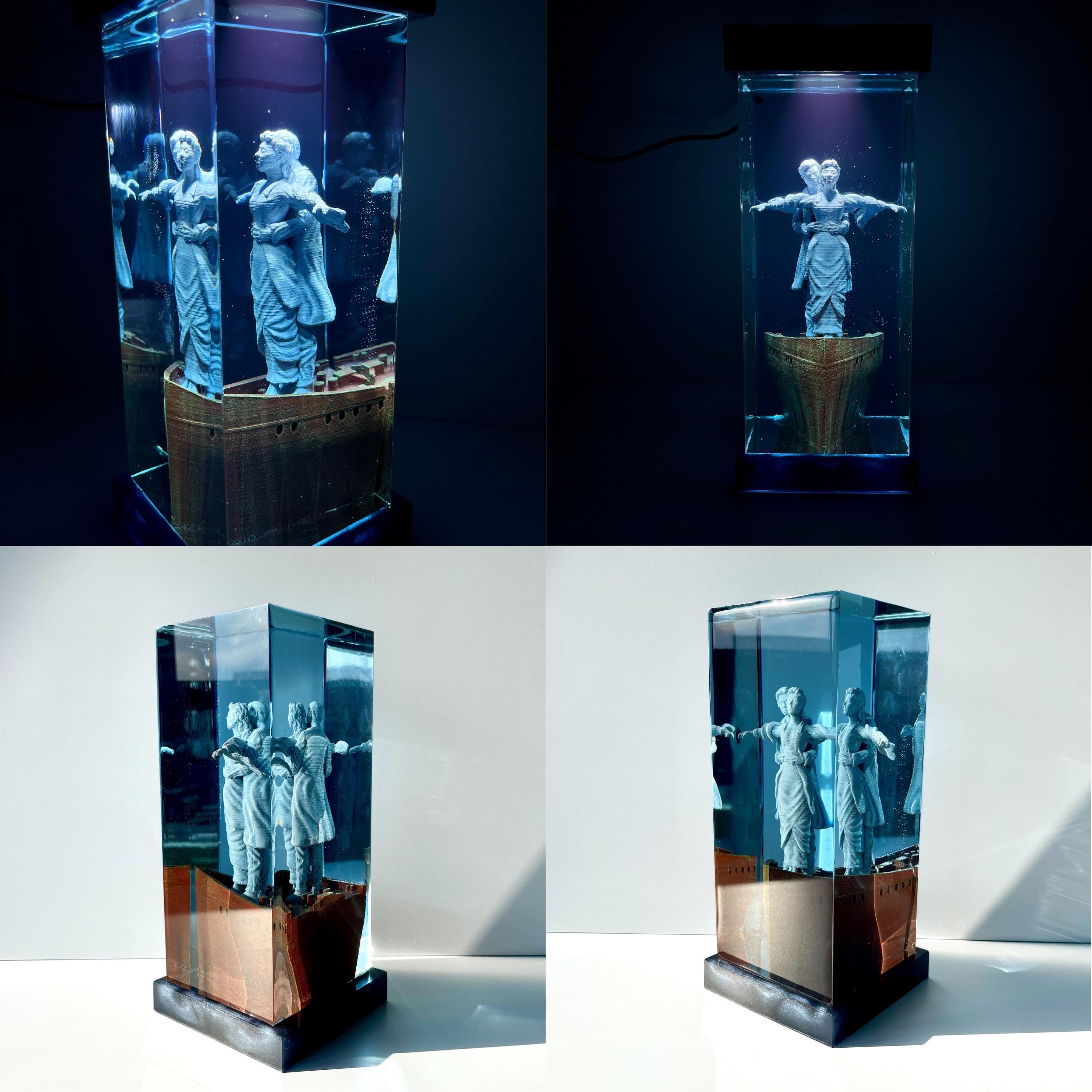 Handmade Titanic Diorama Night Light: Jack & Rose, Sunken Ship Resin ...