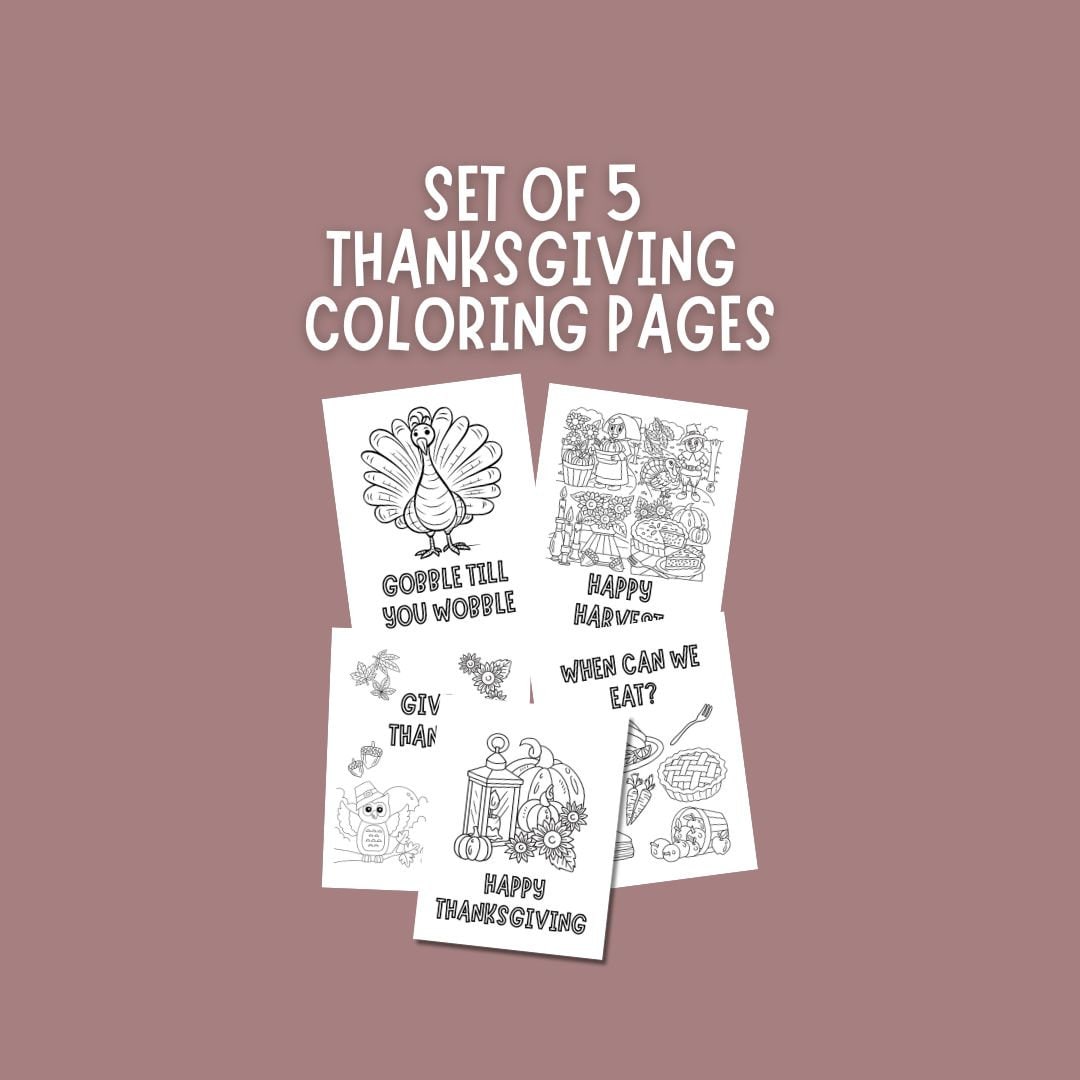 Thanksgiving Coloring Pages - Set of 5 Coloring Pages for Kids ...