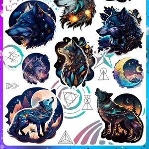 Mystic Wolves Sticker Sheet Magical Wolf - Etsy