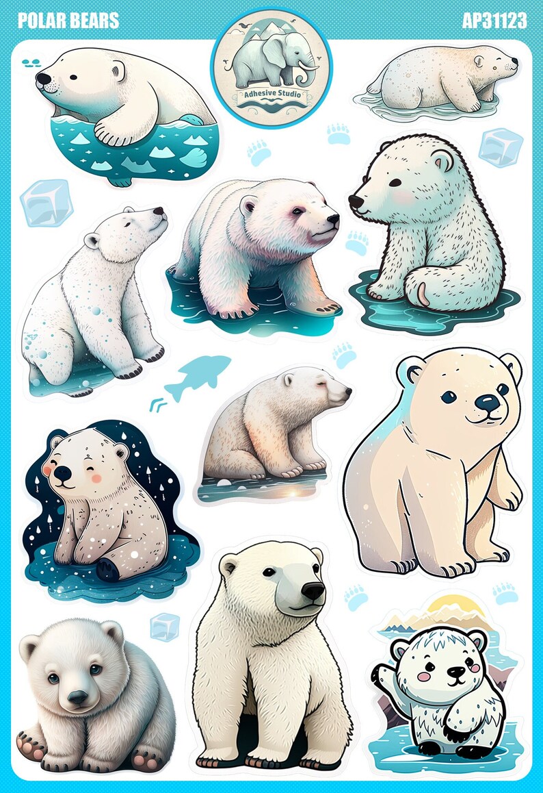 Polar Bears Sticker Sheet - Etsy