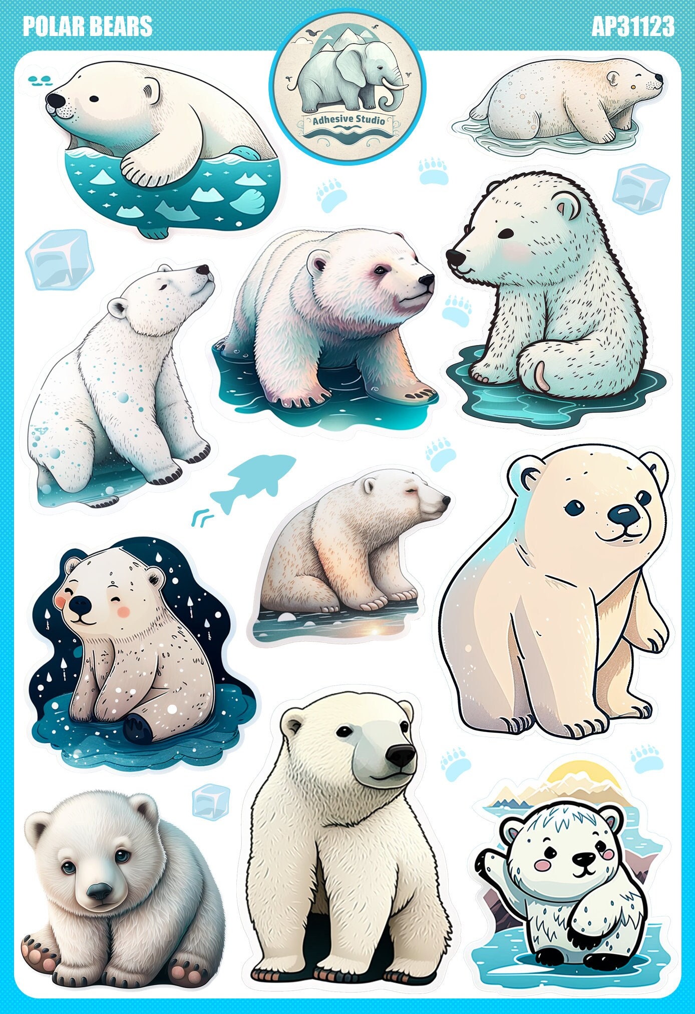 Polar Bears Sticker Sheet - Etsy