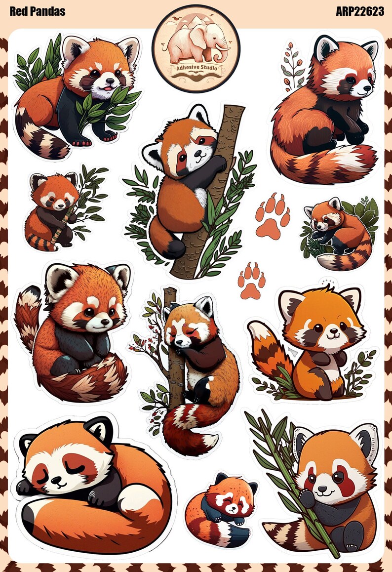 Red Panda Sticker Sheet Red Panda Bears - Etsy