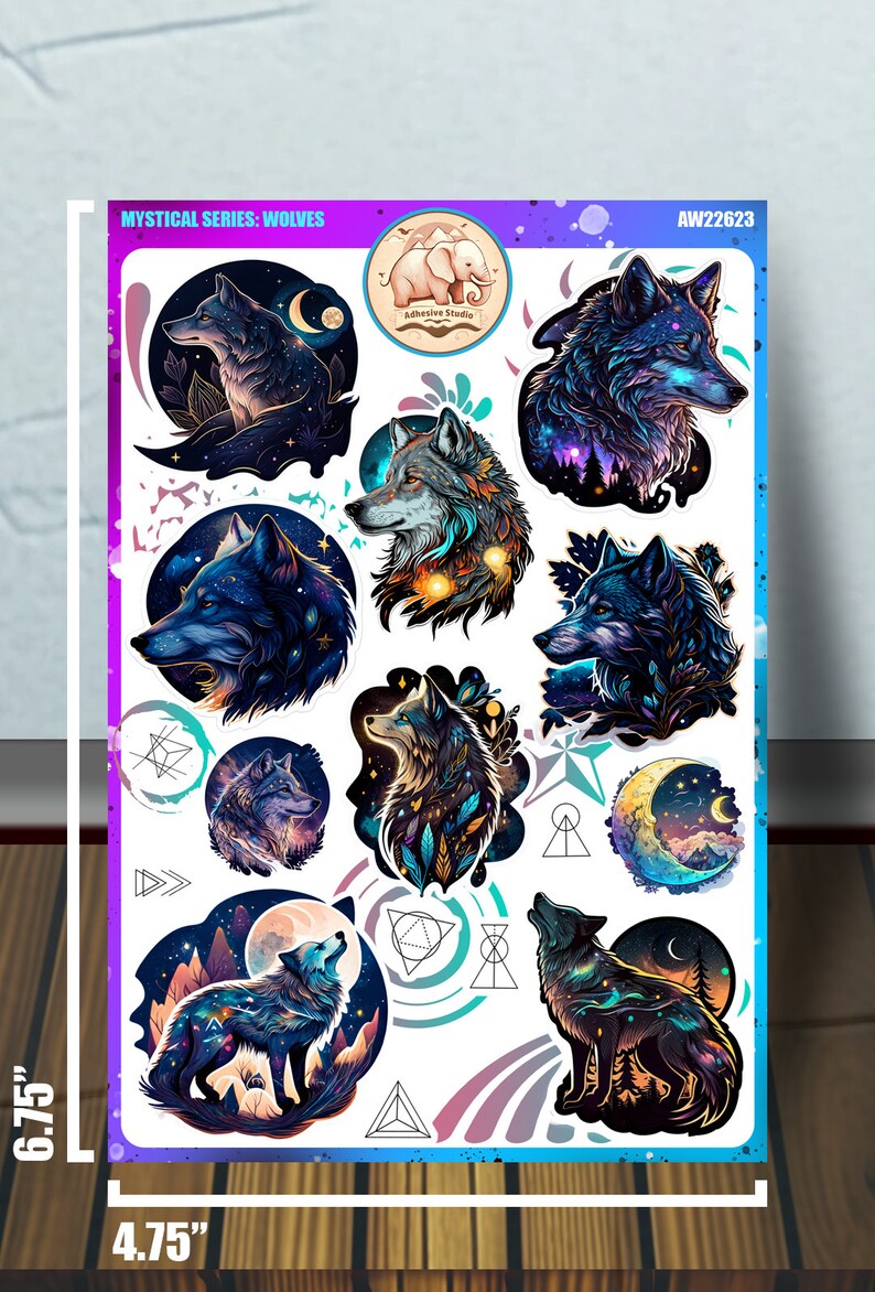 Mystic Wolves Sticker Sheet Magical Wolf - Etsy