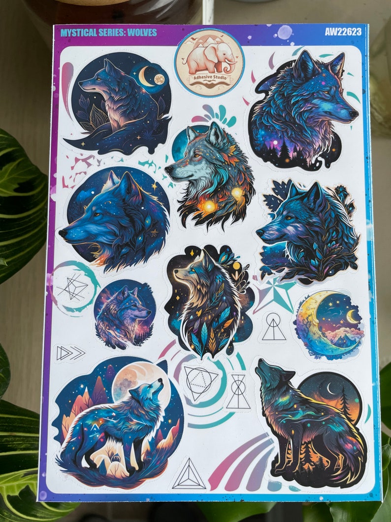 Mystic Wolves Sticker Sheet Magical Wolf - Etsy