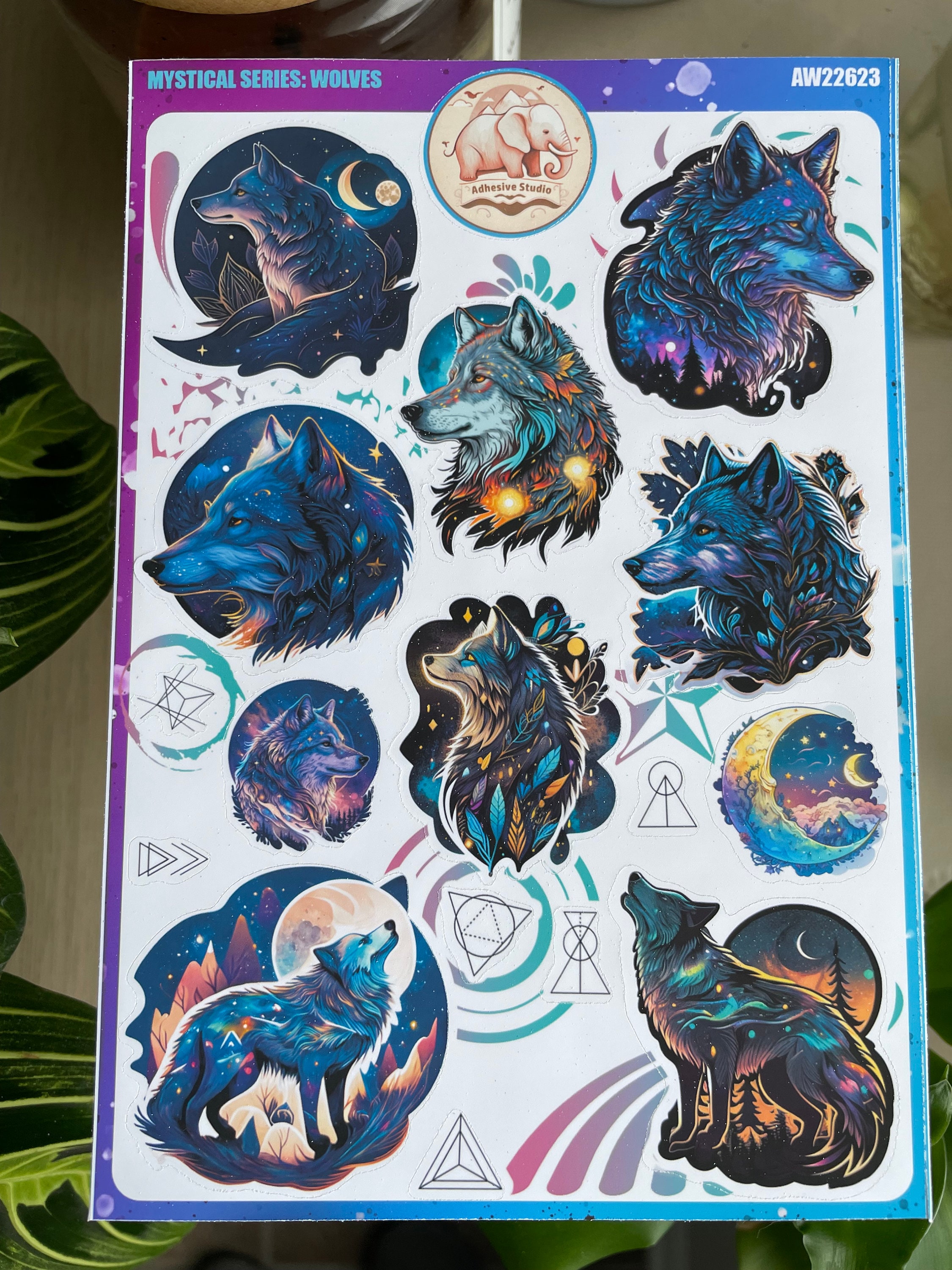 Mystic Wolves Sticker Sheet Magical Wolf - Etsy