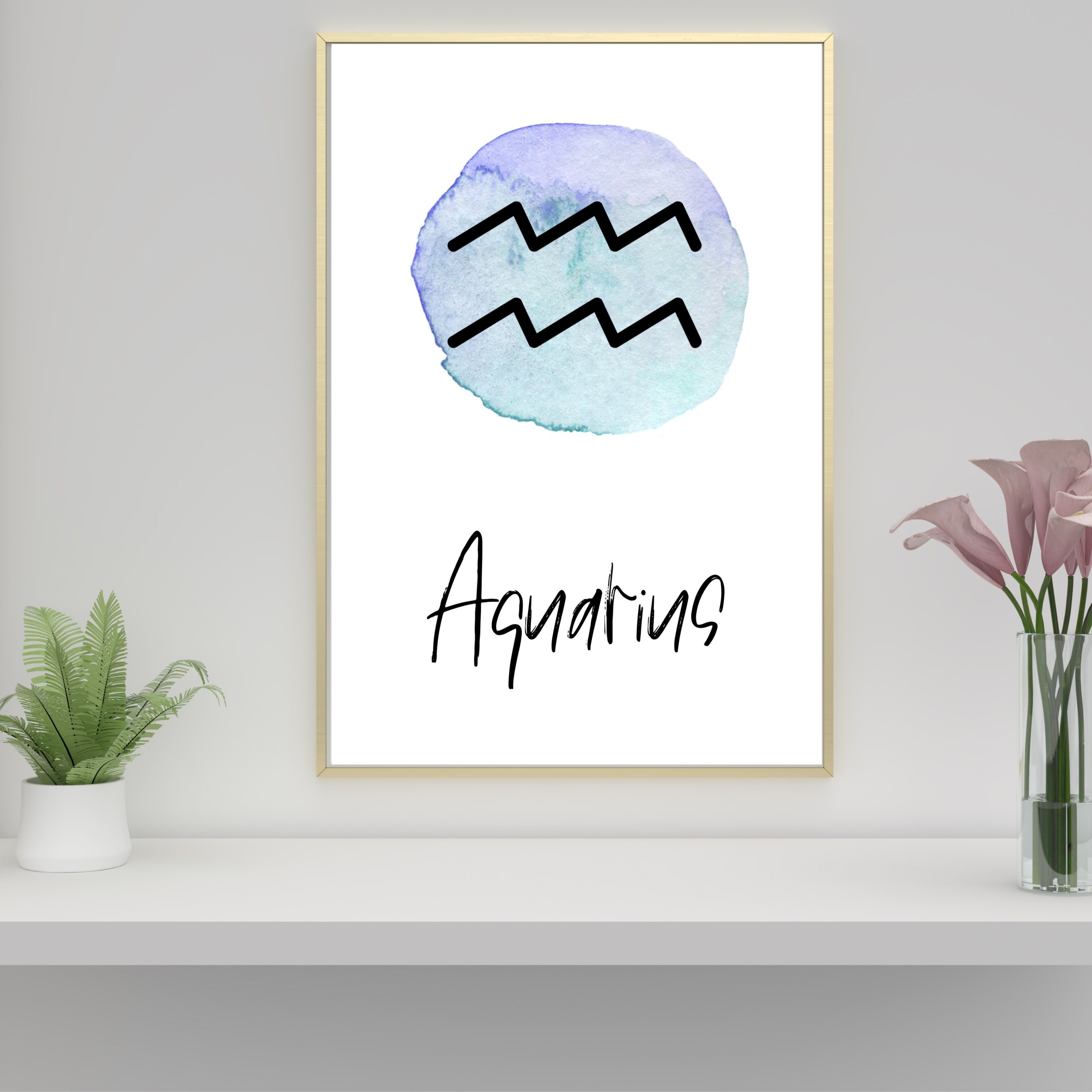 Waterman, sterrenbeeld, astrologie, kunst aan de muur, afdrukbaar ...