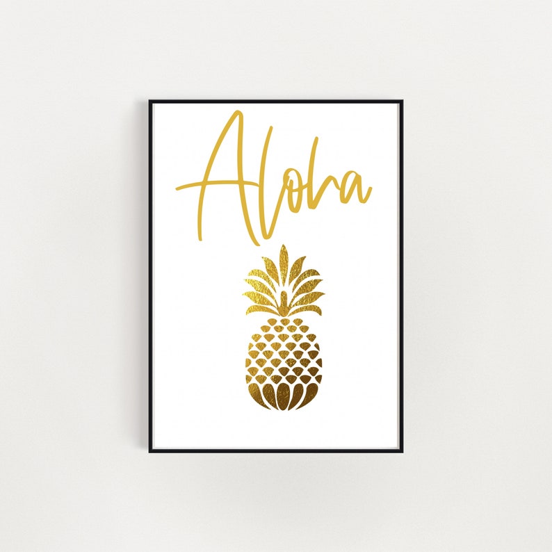 Aloha, Pineapple, Wall Art, Printable, Instant Download, Fruit Print ...