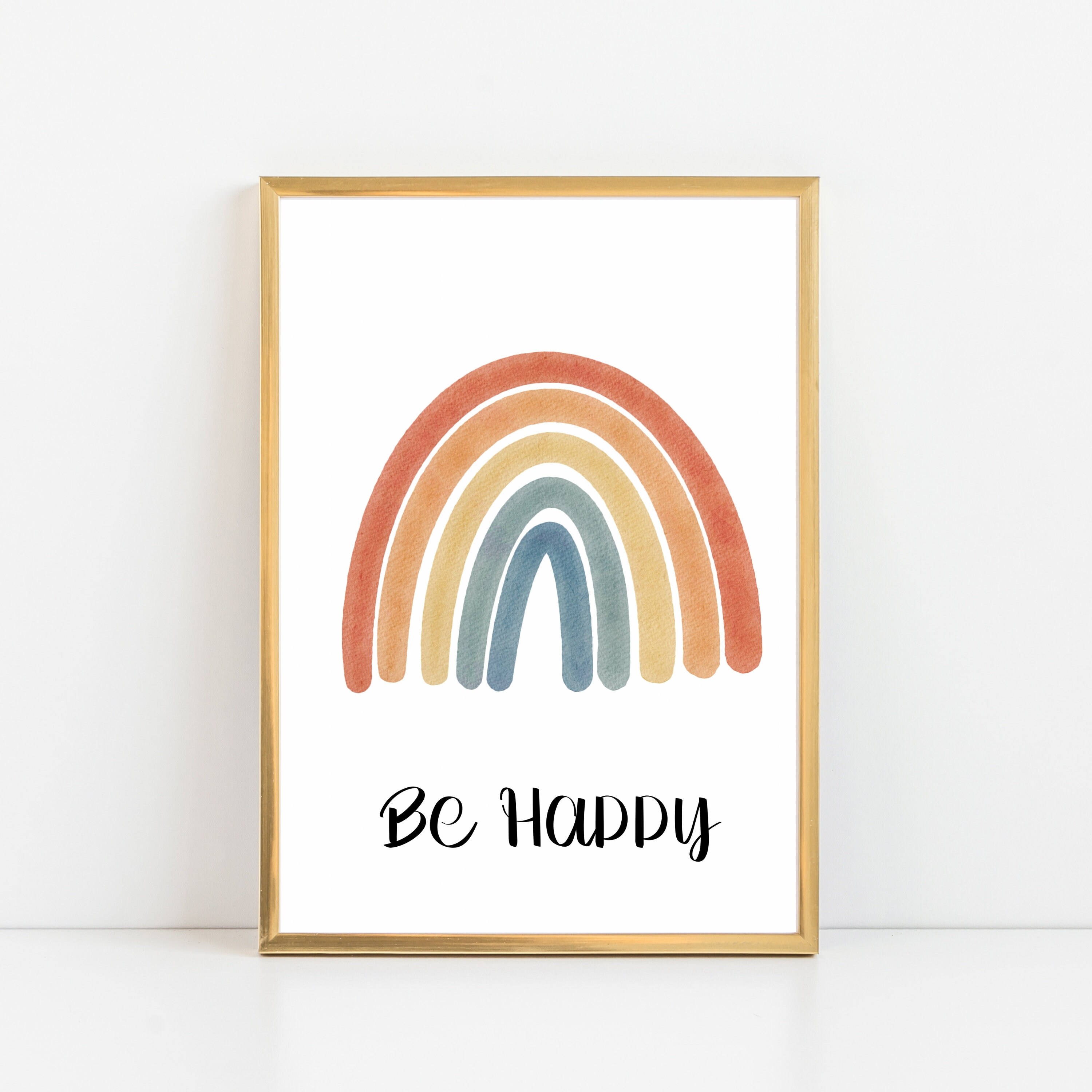 Be Happy, Boho Rainbow, Wall Art, Printable, Instant Download, Quote ...
