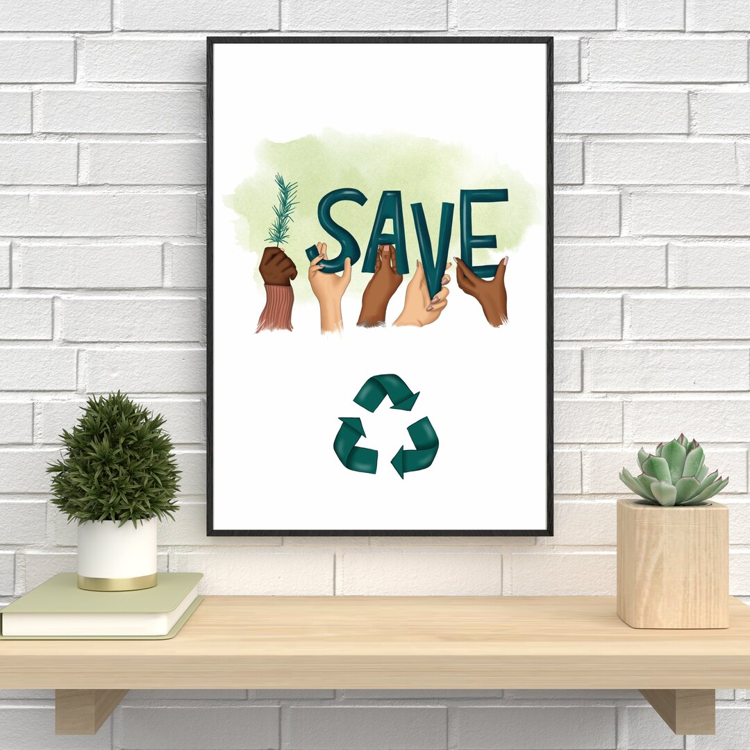 Earth Day, Recycle Wall Art, Printable, Home Decor, Instant Download ...