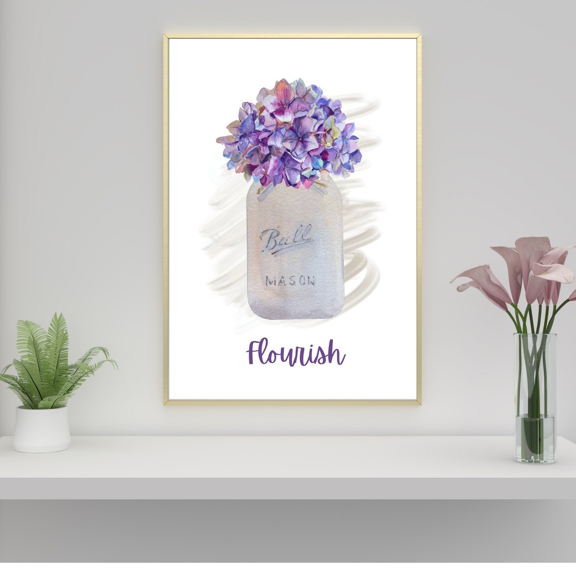 Flourish, Wall Art, Printable, Instant Download, Home Decor, Floral ...