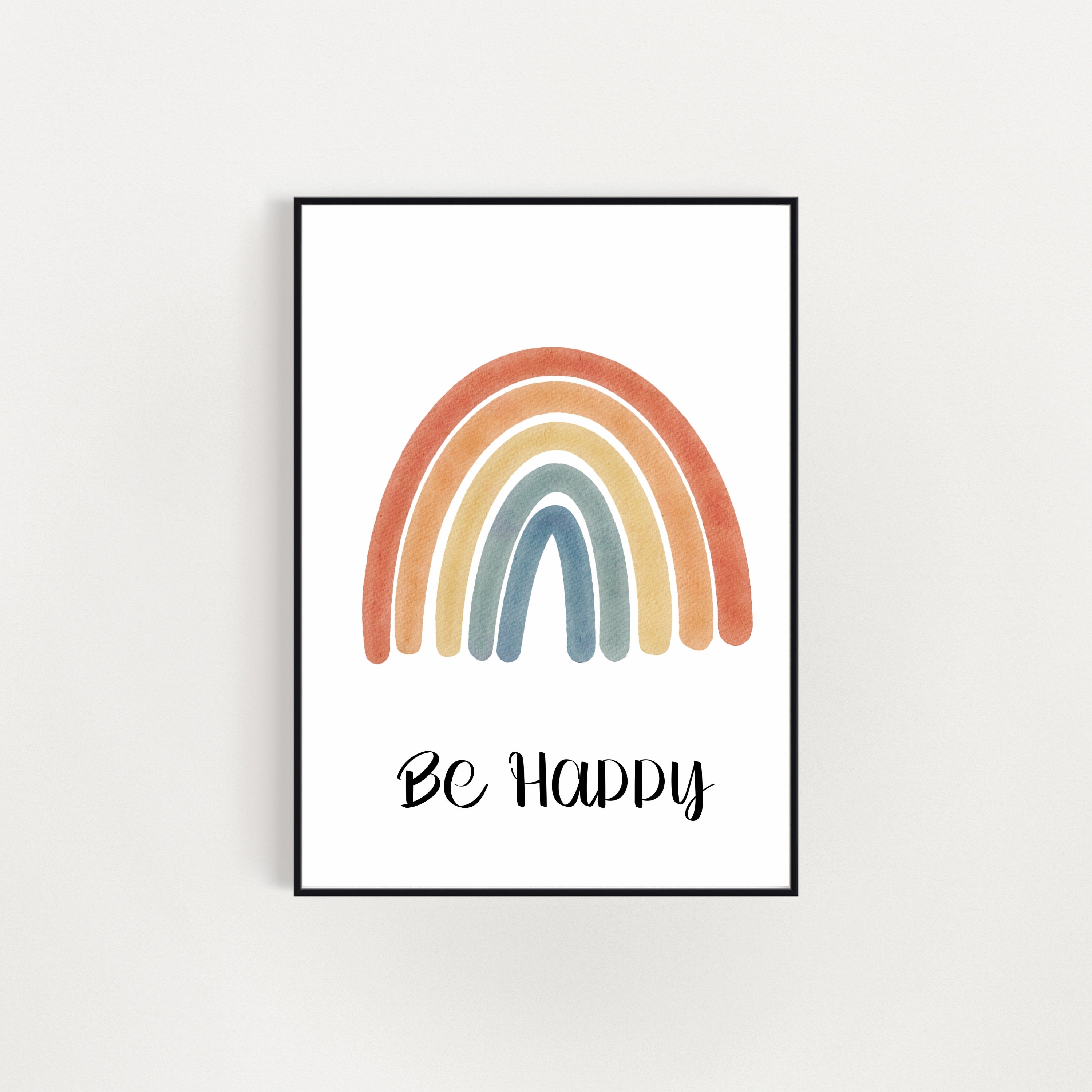 Be Happy, Boho Rainbow, Wall Art, Printable, Instant Download, Quote ...