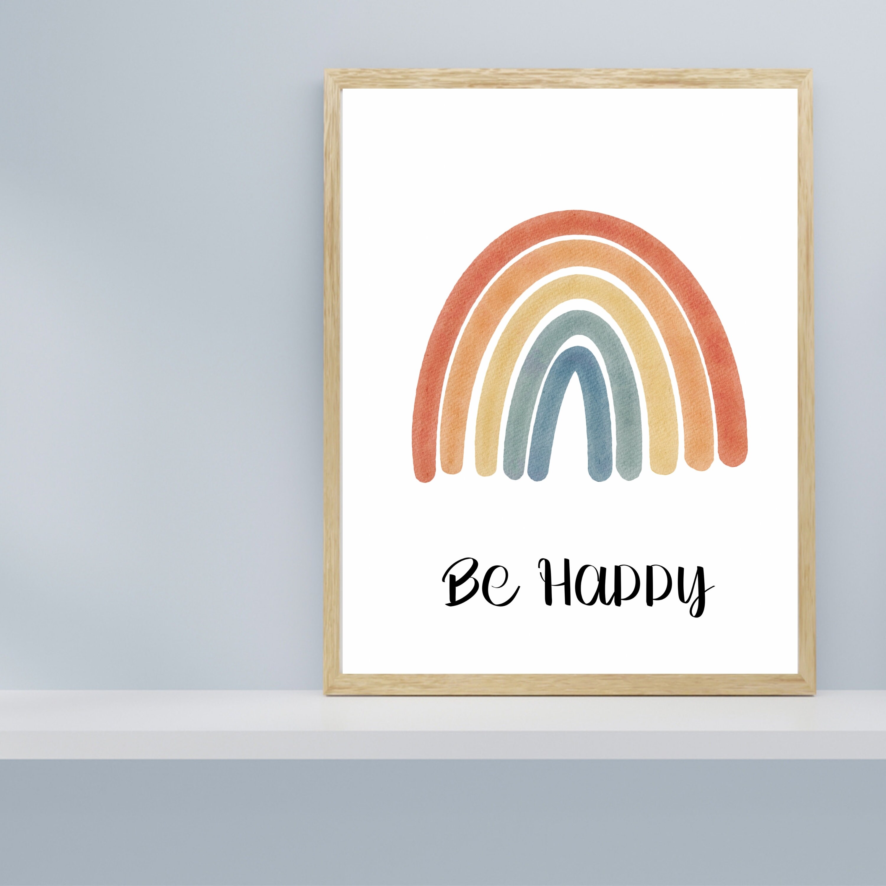 Be Happy, Boho Rainbow, Wall Art, Printable, Instant Download, Quote ...