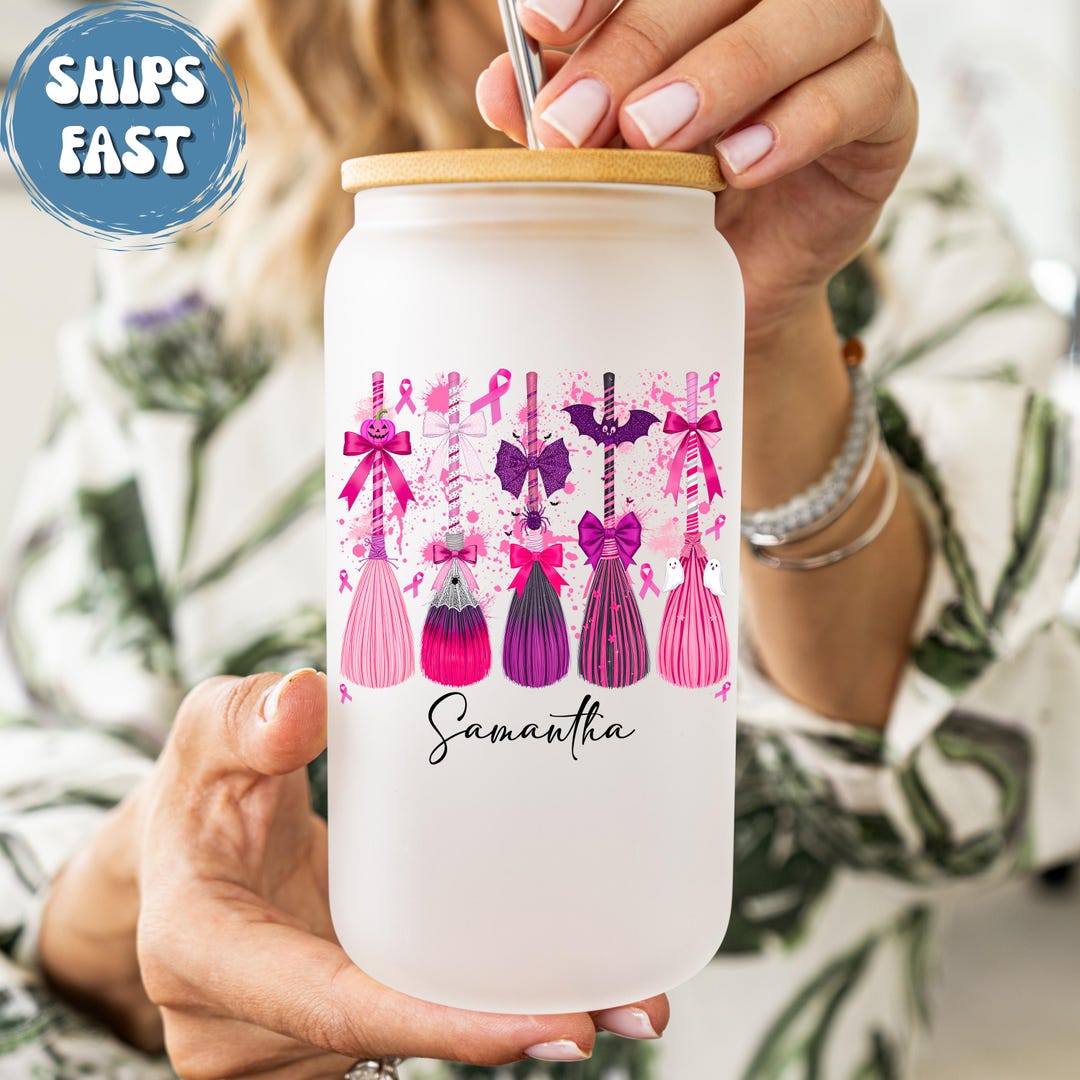 Halloween Cancer Awareness Cup, Personalized Breast Cancer Awareness ...