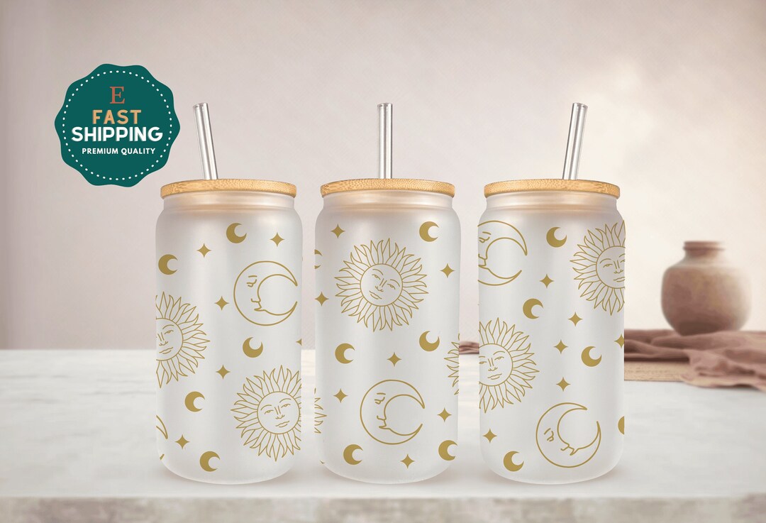 Sun Moon Glass Cup for Women, Celestial Gifts for Women, Moon Phase ...