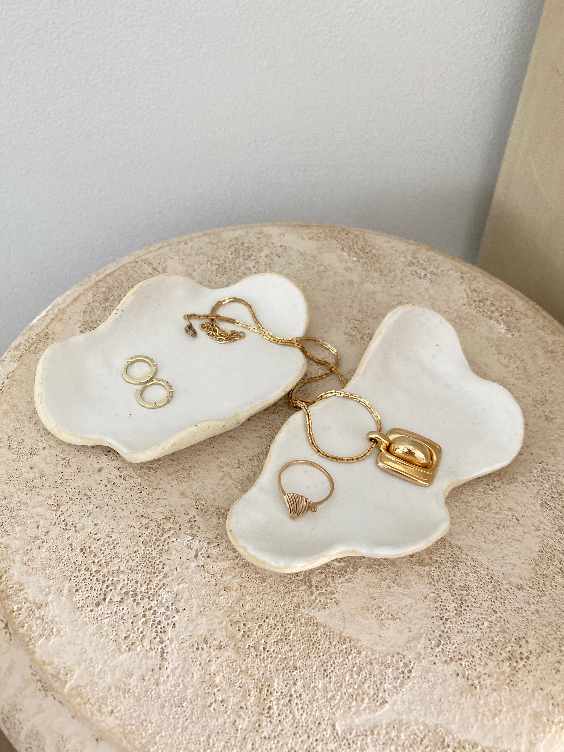 Handmade Minimalist Wabi Sabi Ceramic Cloud Puddle Trinket Jewelry Dish ...