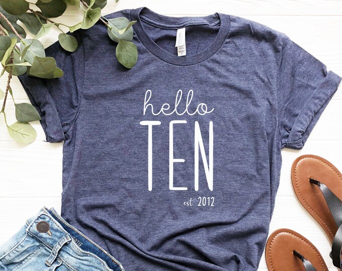 Hello Ten Shirt 10th Birthday Shirt Ten Shirt 10th Birthday - Etsy