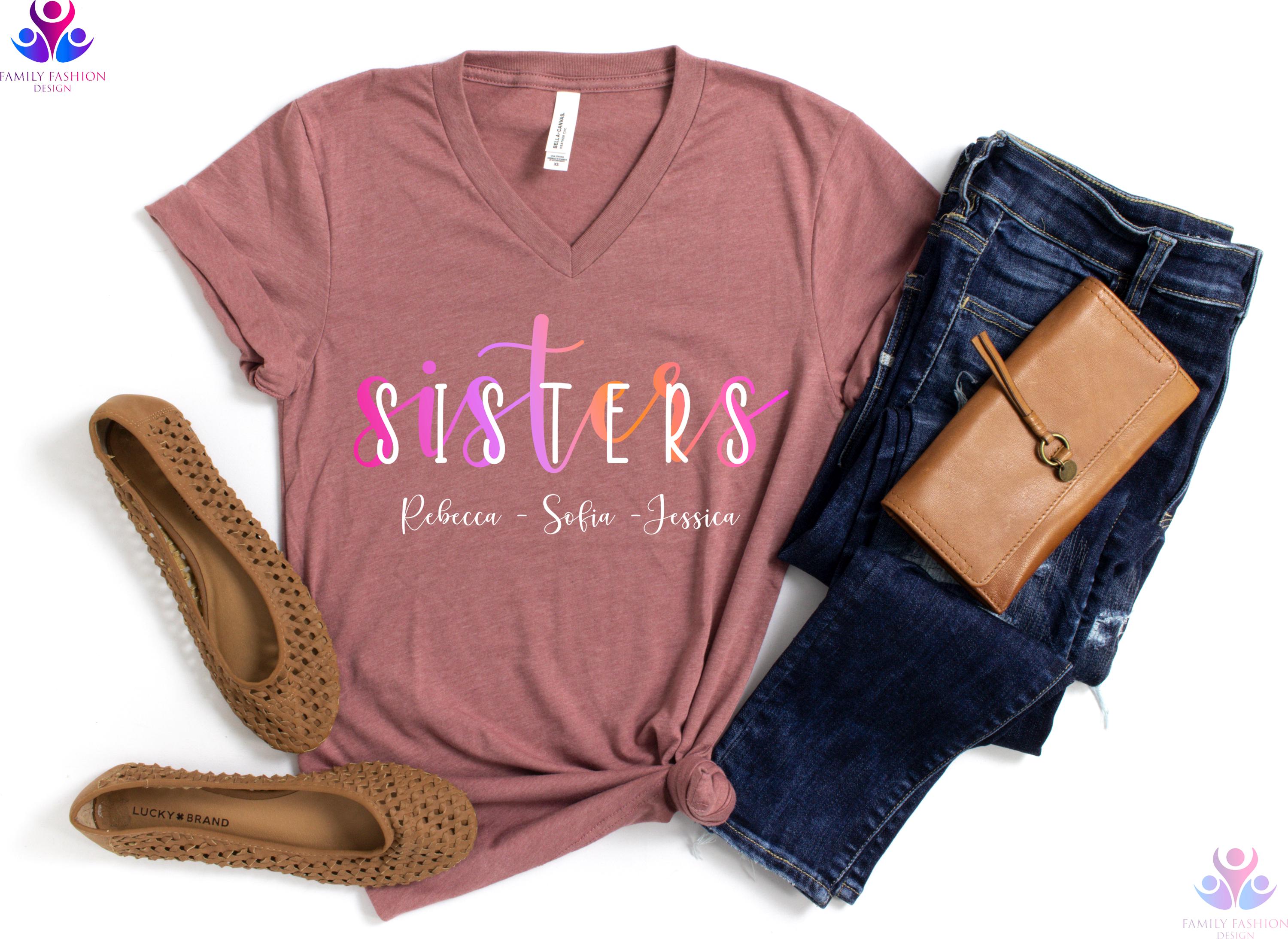Custom Sisters T-shirt, Sisters Names Gift Shirt, Sisters Vacation ...