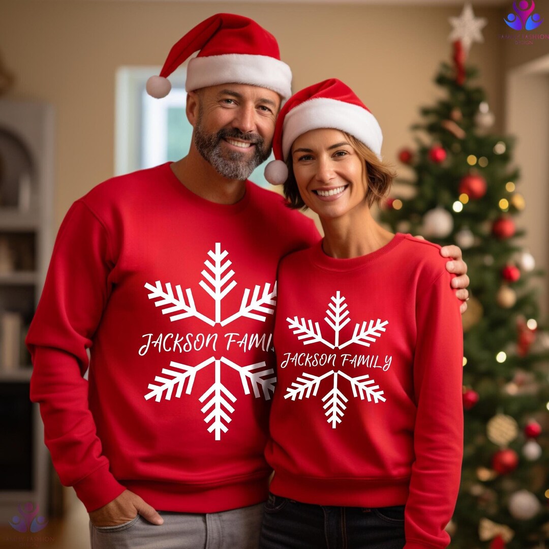 Personalized Snowflake Family Sweatshirt, Christmas Family Matching ...