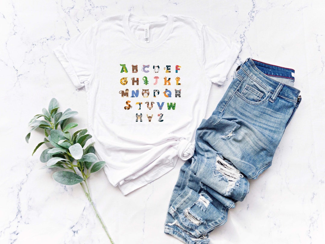 Alphabet Shirt, ABC Shirt, Animals Alphabet T-shirt, Alphabet Shirt for ...