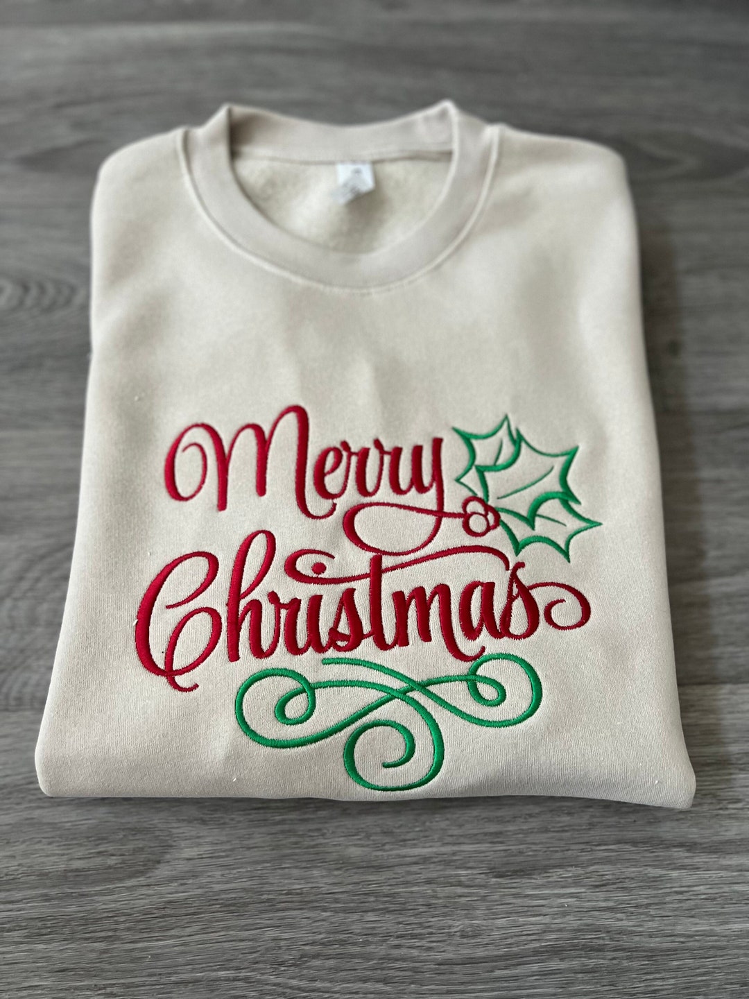 Embroidered Merry Christmas Sweatshirt, Embroidered Gift, Christmas ...