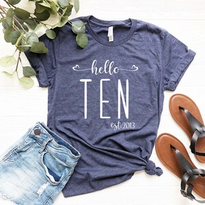 Hello Ten Shirt, 10th Birthday Shirt, Ten Shirt, 10th Birthday Gift ...