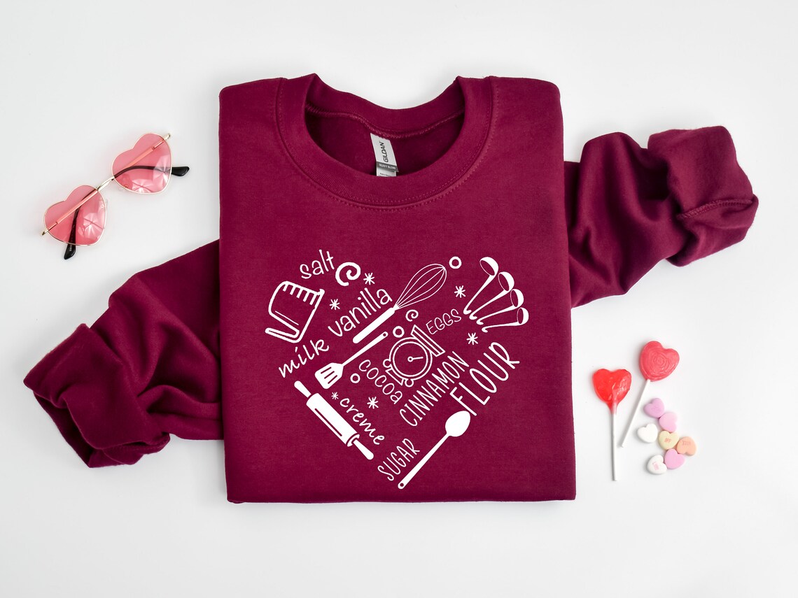 Bakery Heart Sweatshirt, Baking Lover Hoodie, Baking Sweater, Baker ...