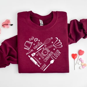 Bakery Heart Sweatshirt, Baking Lover Hoodie, Baking Sweater, Baker ...