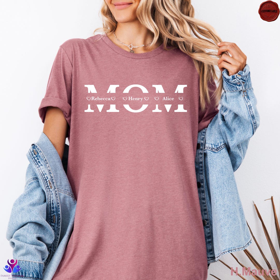 Custom Mom Shirt With Kids Names Mothers Day Shirt Personalized Mama ...