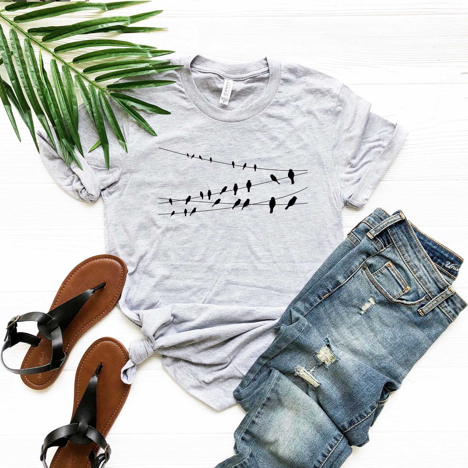 Birds T-shirt Birds on a Wire Shirt Graphic Womens Shirt | Etsy