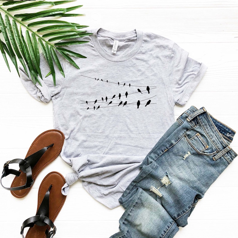 Birds T-shirt Birds on a Wire Shirt Graphic Womens Shirt | Etsy