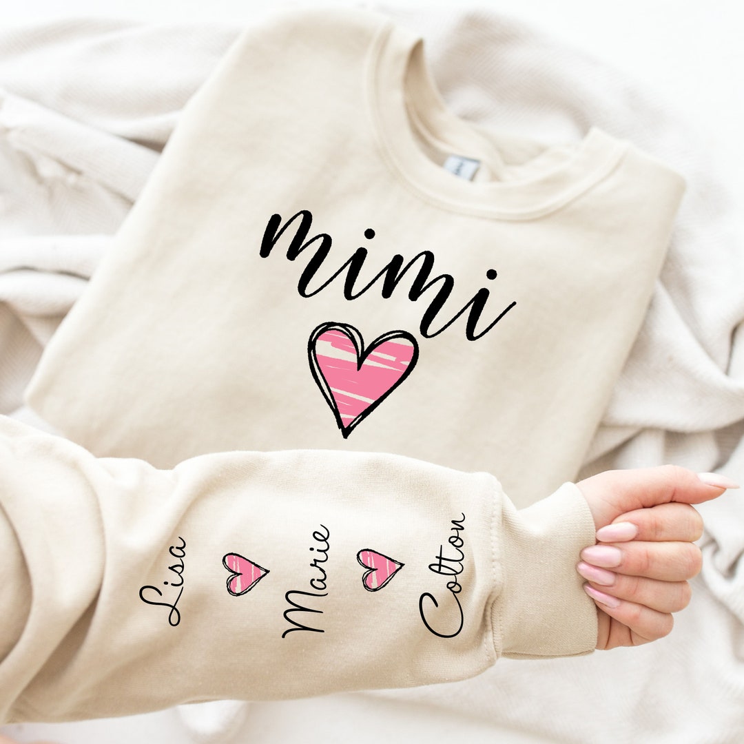 Custom Text on the Sleeve Sweatshirt or Hoodie, Personalized Mimi ...