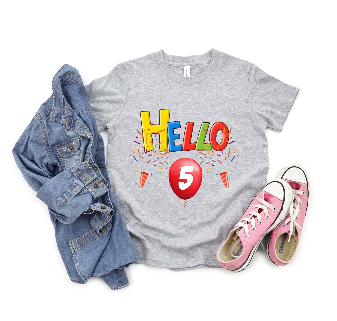 Hello Five Est 2018 Shirt, 5th Birthday Shirt, Five Year Old Birthday ...
