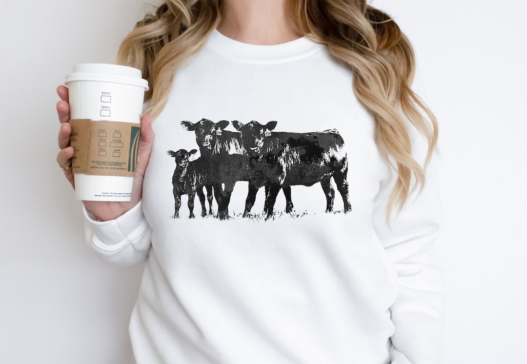 Black Cow Sweatshirt, Cow Sweater, Western Vintage Sweatshirt, Animal ...