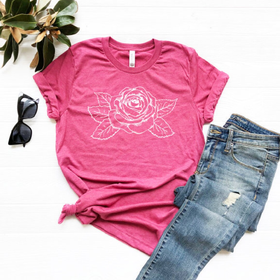Rose T-shirt, Pocket Top Floral Gifts, Flower Tees, Rose Gifts, Women ...