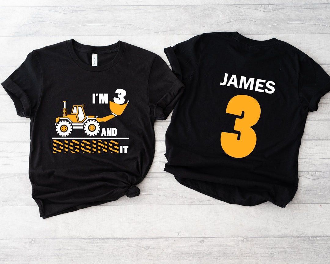 Construction Birthday Shirt, Construction Birthday Party, I'm 3 and Digging It, Personalized ...