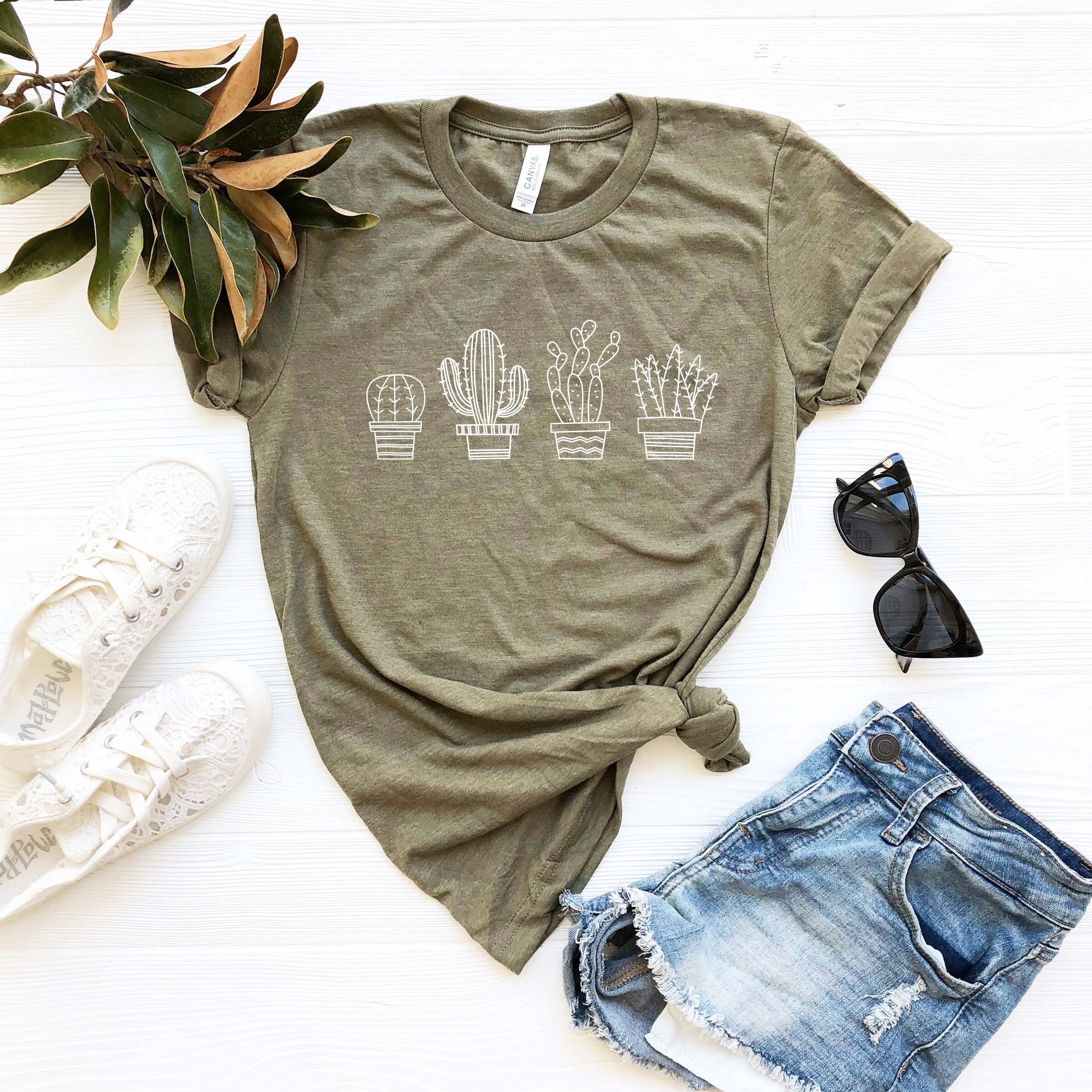 Cactus Plants Shirt Botanical Shirt Cute Cactus Tshirt | Etsy