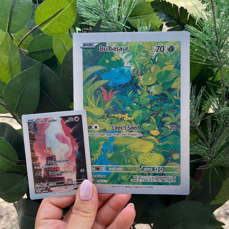 Bulbasaur / Squirtle / Charmander Full Art Card 3D Motion Sticker - Etsy