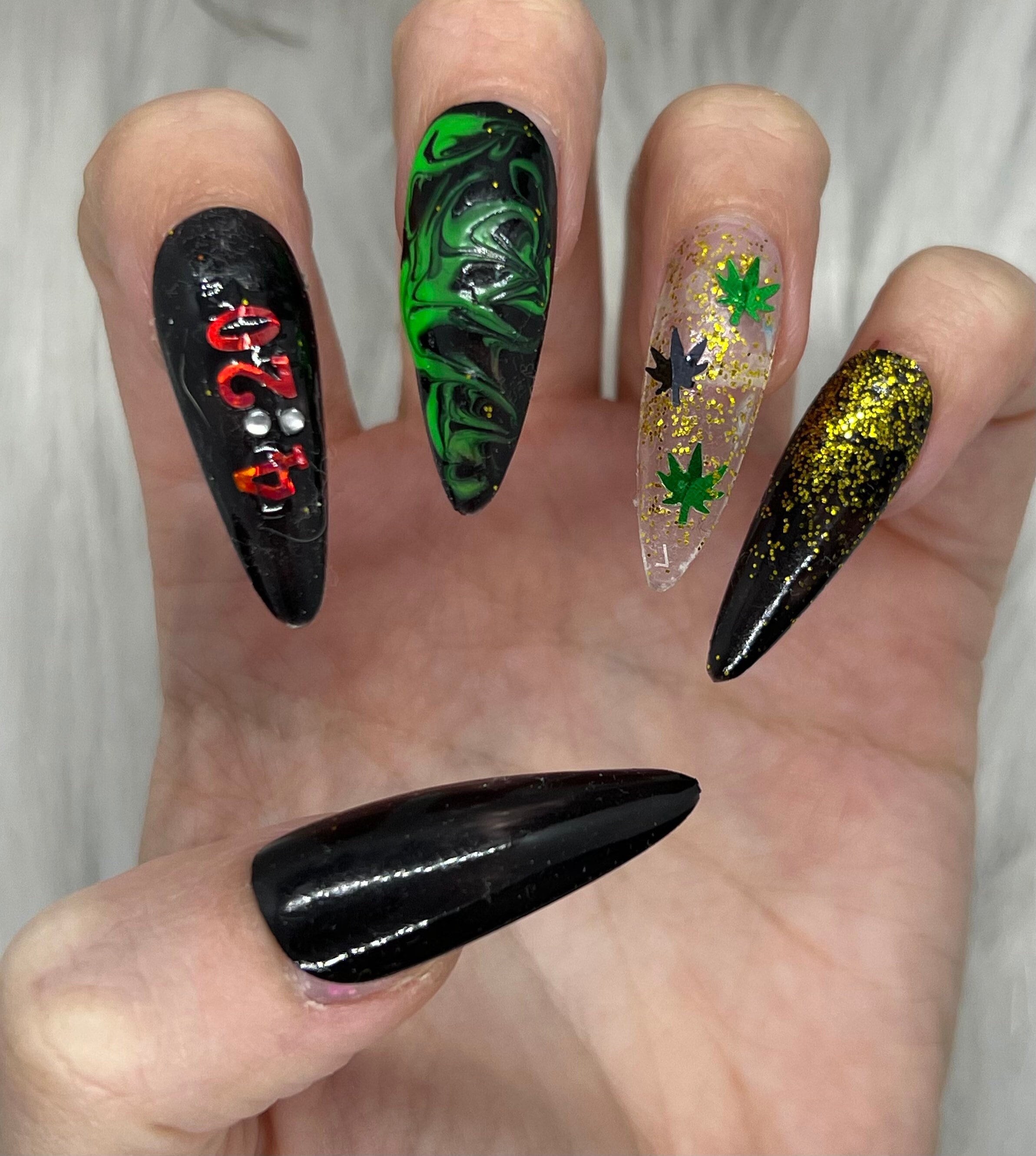420 Press on Nails - Etsy
