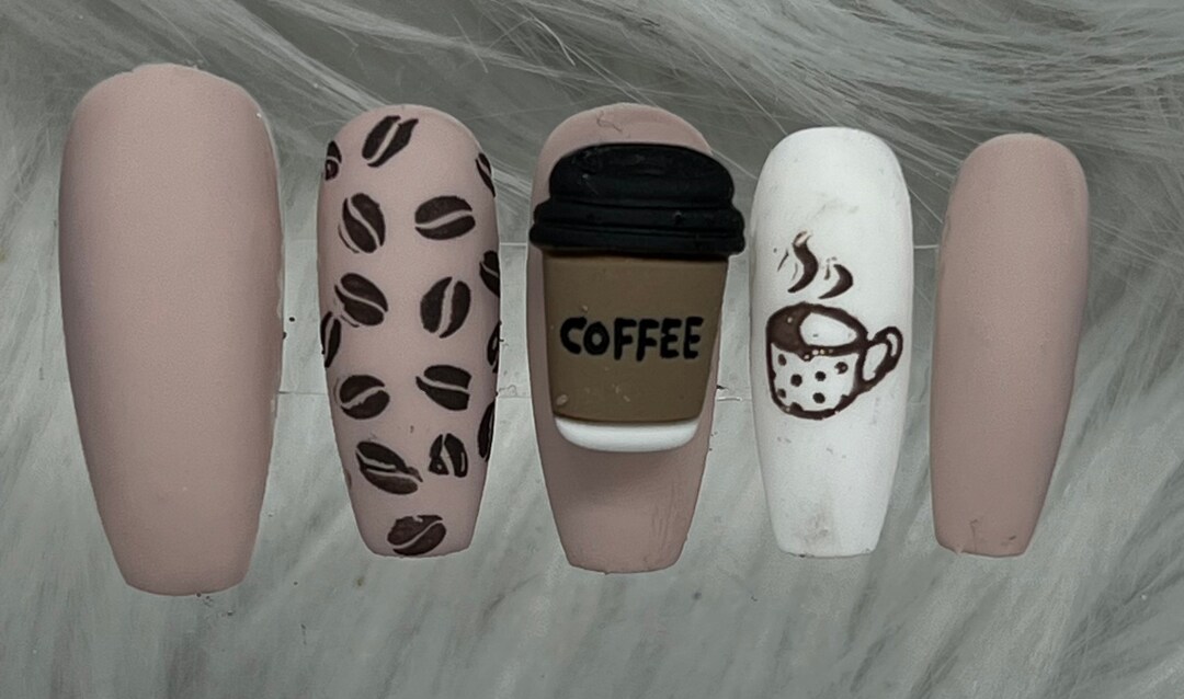 Coffee Press on Nails - Etsy